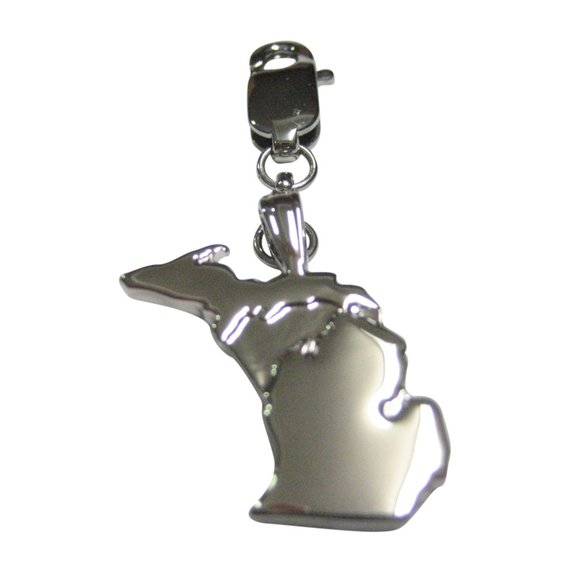 Kiola Designs | Accessories | Michigan State Map Shape Pendant Zipper ...